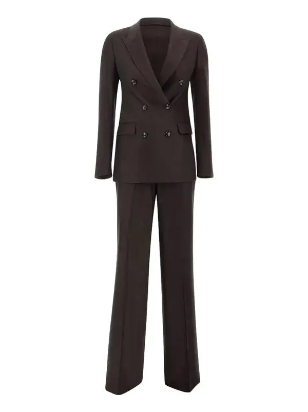 Tagliatore Parigi Double-breasted Wide-leg Suit - Brown
