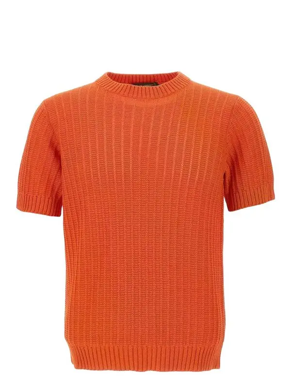FILIPPO DE LAURENTIIS Patterned Knit Ribbed T-shirt - Orange