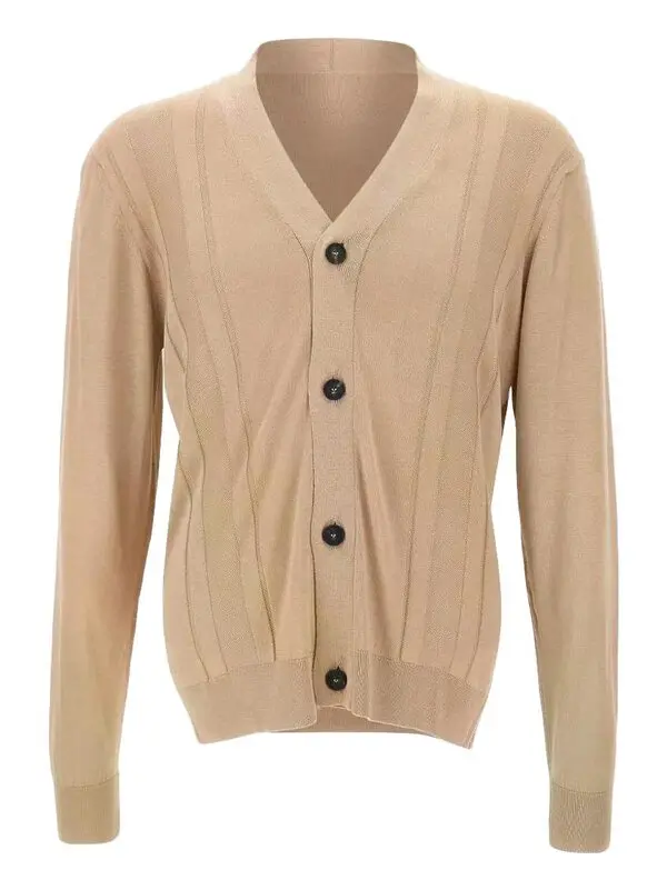 Tagliatore Moore V-neck Ribbed Cardigan - Neutrals
