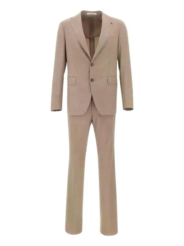 Tagliatore Contrast-button Lapel-pin Suit - Neutrals
