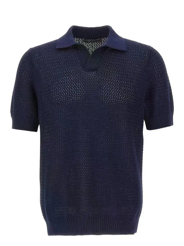 FILIPPO DE LAURENTIIS Textured V-neck T-shirt - Blue