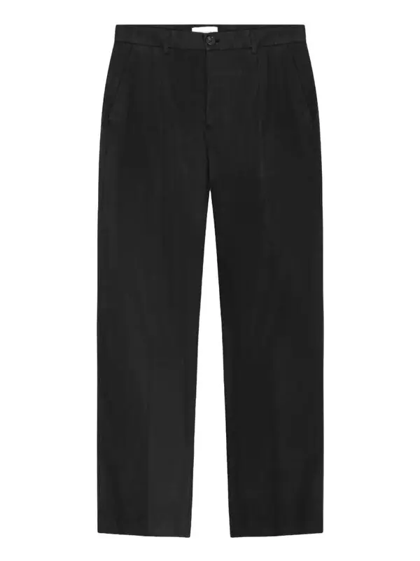 LES DEUX Reece Pleated Twill Trousers - Black