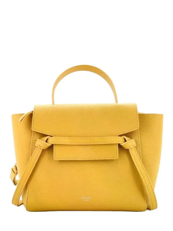 Celine Belt Bag Textured Leather Nano Shoulder Bag - Yellow