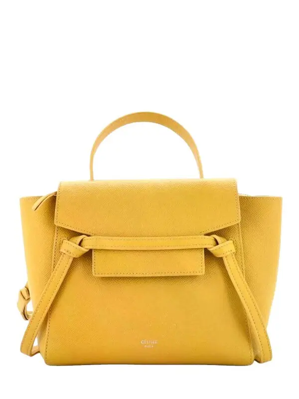 Celine Belt Bag Textured Leather Nano Shoulder Bag - Yellow
