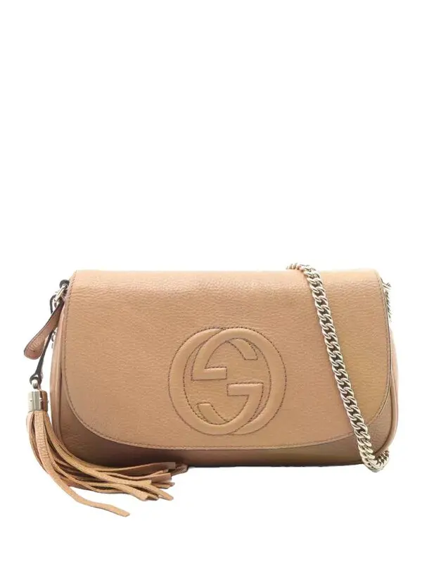 Gucci 2016-2026 Medium Leather Soho Chain Flap Crossbody Bag - Brown