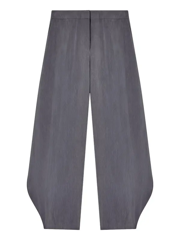 Giorgio Armani Washed Silk Trousers With Rounded Hem - Grey
