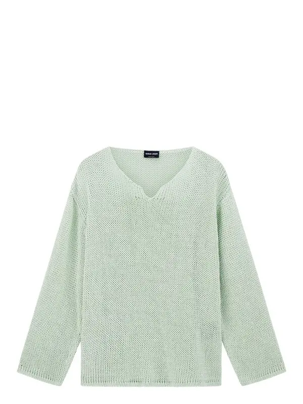 Giorgio Armani Jumper In Linen, Lyocell, And Cashmere - Green