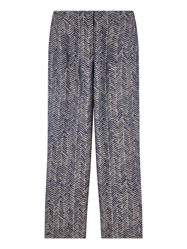 Giorgio Armani Viscose Chevron Jacquard Trousers - Blue