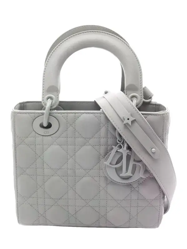 Dior Small Lambskin Cannage Lady Satchel - Grey