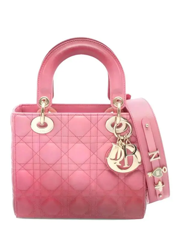 Dior 2010-2026 Small Lambskin Cannage My Abcdior Lady Satchel - Pink