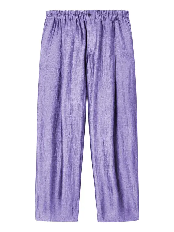 Giorgio Armani Single-pleat Linen Trousers - Purple