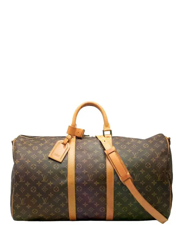 LOUIS VUITTON 1993 Monogram Keepall Bandouliere 55 Travel Bag - Brown