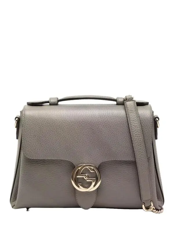 Gucci Small Dollar Calf Interlocking G Satchel - Grey