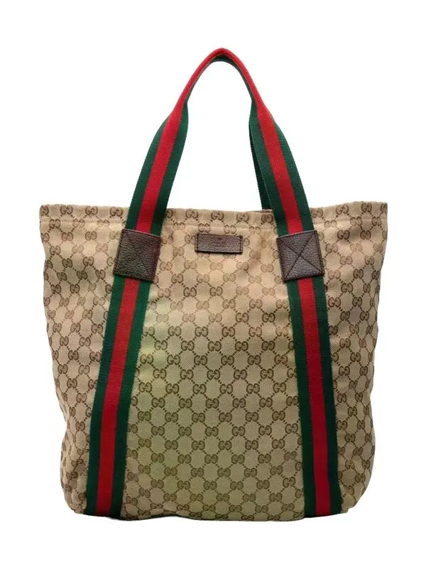 Gucci Gg Canvas Web Tote - Brown