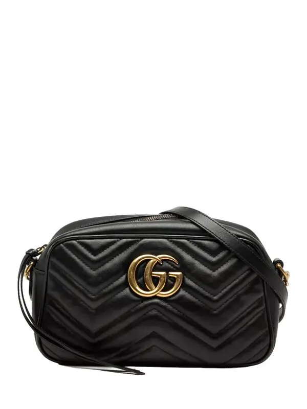 Gucci Small Gg Marmont Matelasse Leather Crossbody Bag - Black