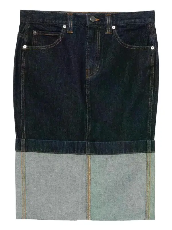 Khaite Kilian Two-tone Denim Midi Skirt - Blue