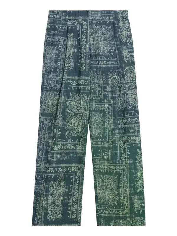 A PAPER KID Popeline Paisley Trousers - Blue