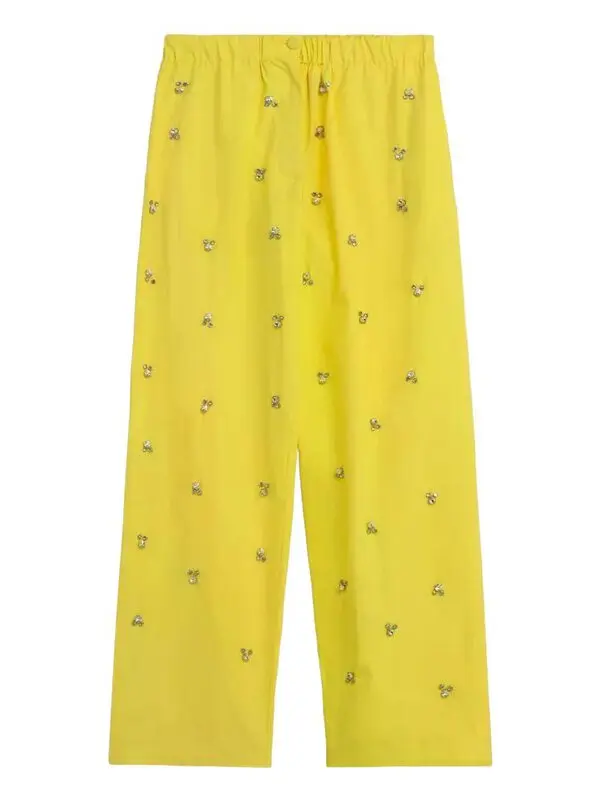 A PAPER KID Popeline Embellished Trousers - Yellow