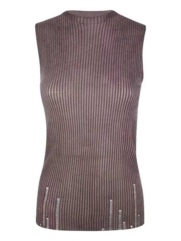 UMA WANG Ribbed Sleeveless Top - Brown