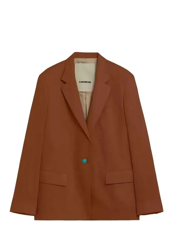 A PAPER KID Single-breasted Linen Blazer - Brown