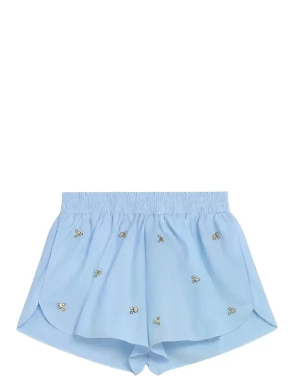 A PAPER KID Embellished Poplin Shorts - Blue