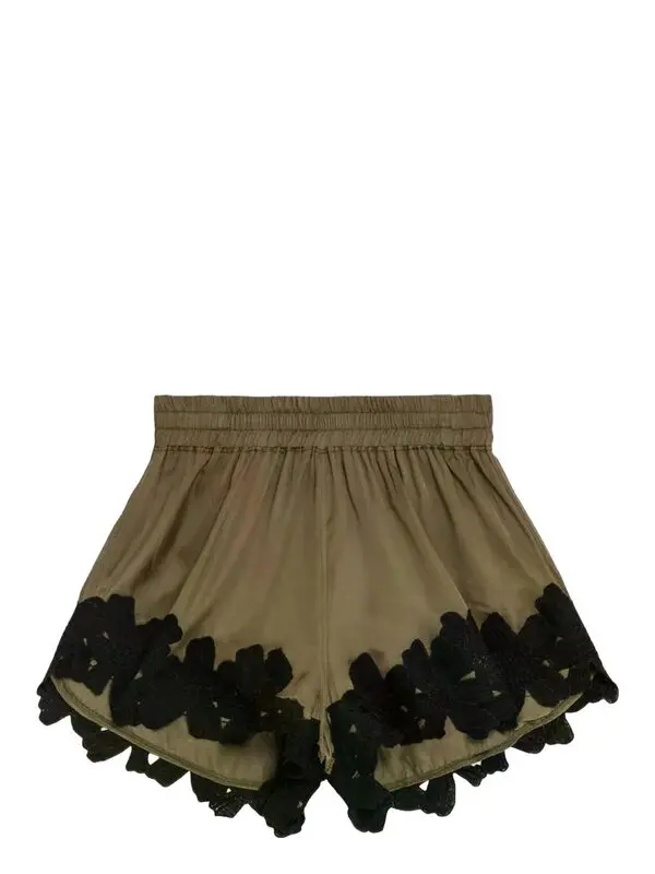 A PAPER KID Flower Lace Shorts - Green