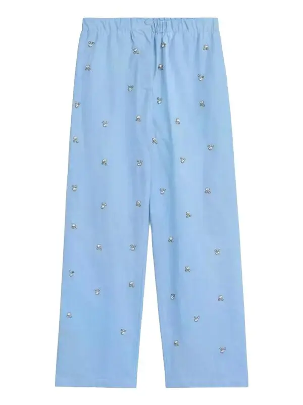 A PAPER KID Embellished Popeline Trousers - Blue