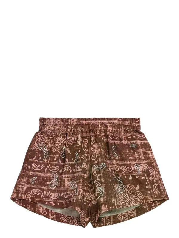 A PAPER KID Paisley Patterned Shorts - Brown
