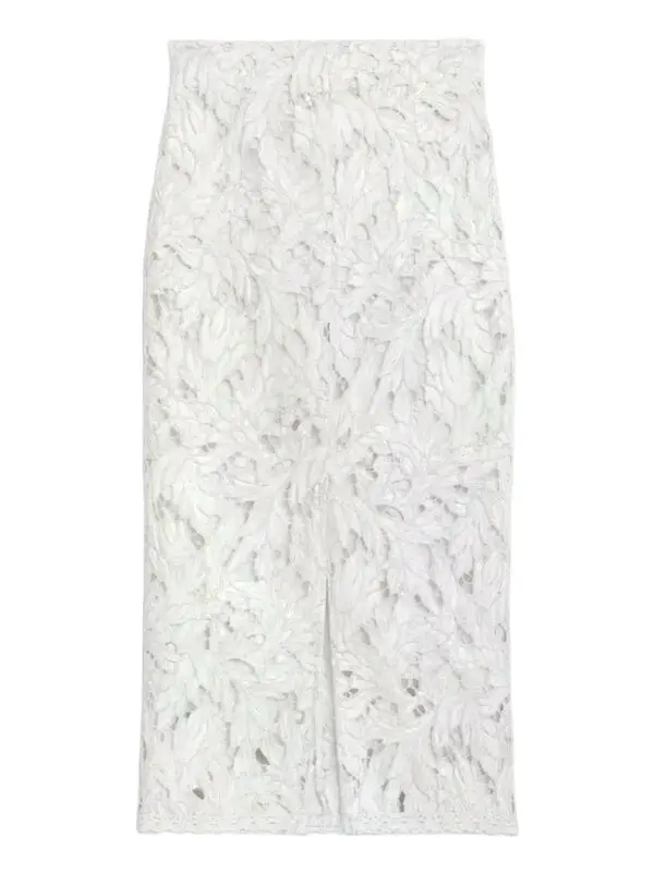 A PAPER KID Lace Midi Skirt - White