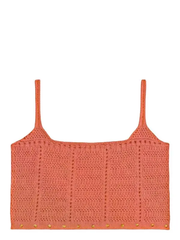 A PAPER KID Knitted Embellished Top - Orange