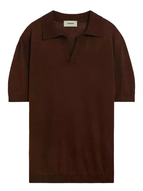 A PAPER KID Knitted Polo Shirt - Brown