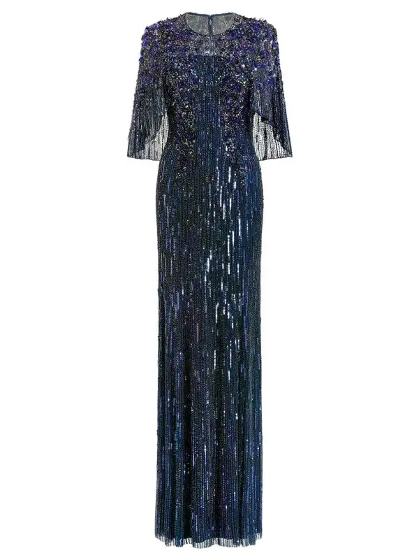 Jenny Packham Astra Sequin-embellished Maxi Dress - Blue