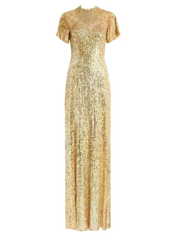 Jenny Packham Jourdain Sequin-embellished Maxi Dress - Gold