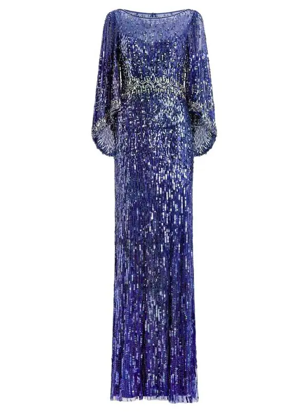Jenny Packham Ines Embellished Maxi Dress - Blue