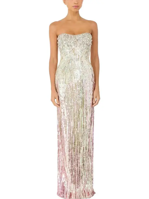 Jenny Packham Cesonia Embellished Maxi Dress - Grey