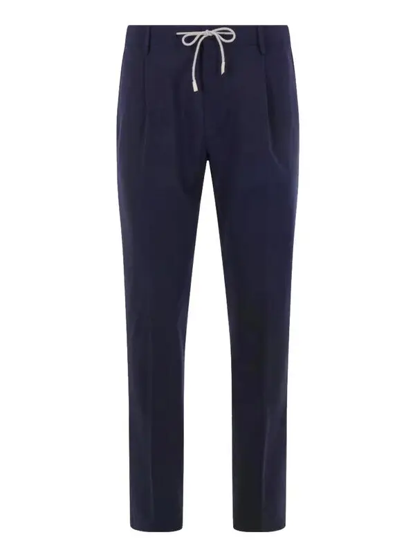 Eleventy Drawstring-waist Pleated Trousers - Blue