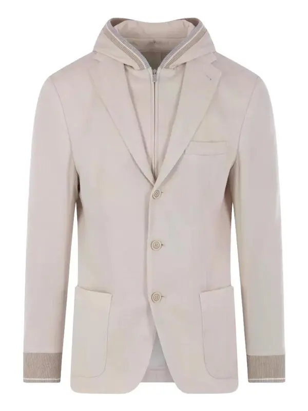 Eleventy Cotton Hooded Blazer - Neutrals