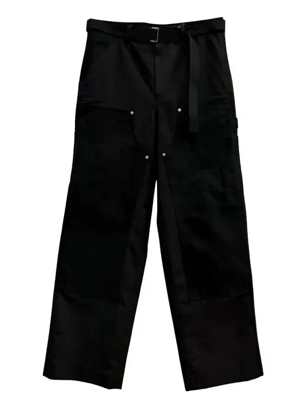 Sacai Belted Cotton Trousers - Black