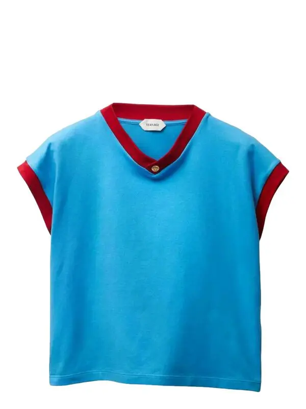 Versace Stretch Cotton-jersey Slim T-shirt - Blue
