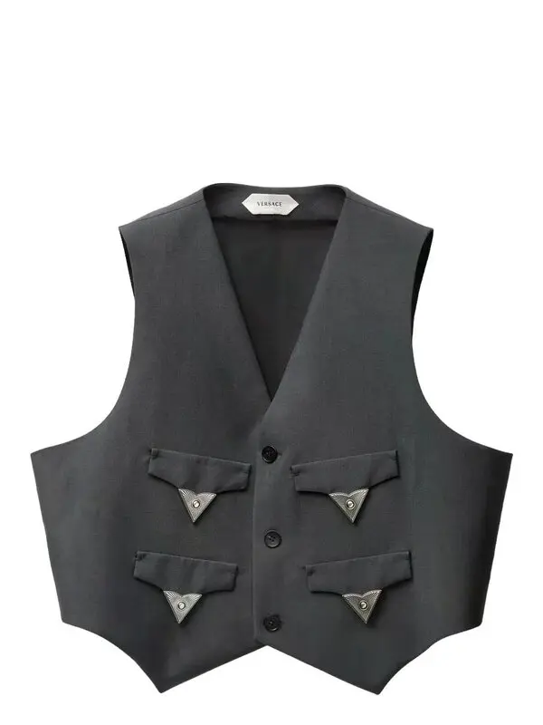 Versace Wool-mohair Blend Vest - Grey