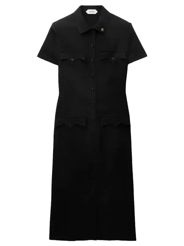 Versace Midi Stretch Georgette Viscose Dress - Black