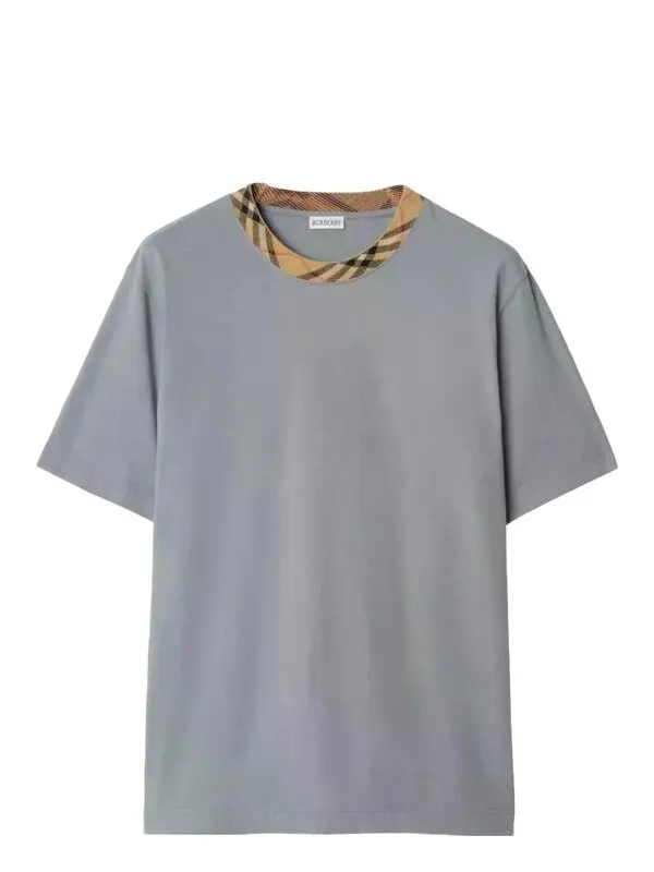 Burberry Check Trim Cotton T-shirt - Grey