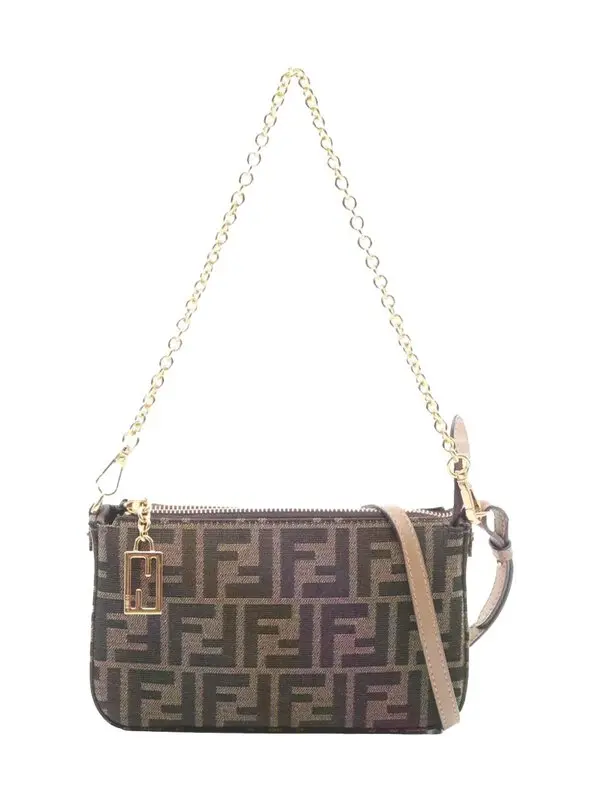 Fendi 2000-2010 Zucca Canvas Baguette Pouch Satchel - Brown