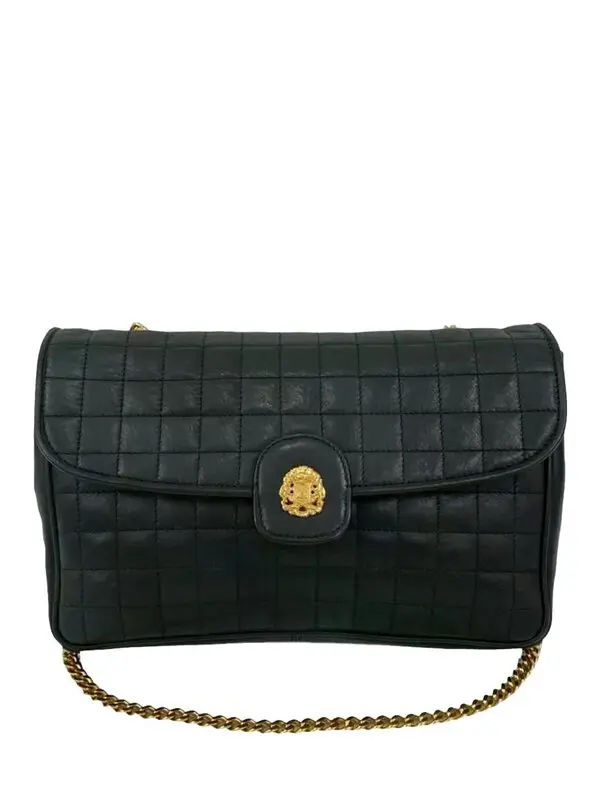 Celine 2007 Quilted Calfskin Chain Flap Crossbody Bag - Black