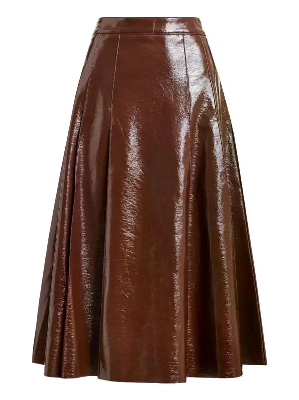 Essentiel Antwerp Jib Plated A-line Midi Skirt - Brown
