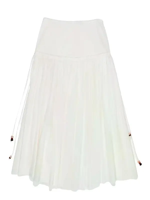 Bimba Y Lola Cotton Midi Skirt With Gathered Detailing - White