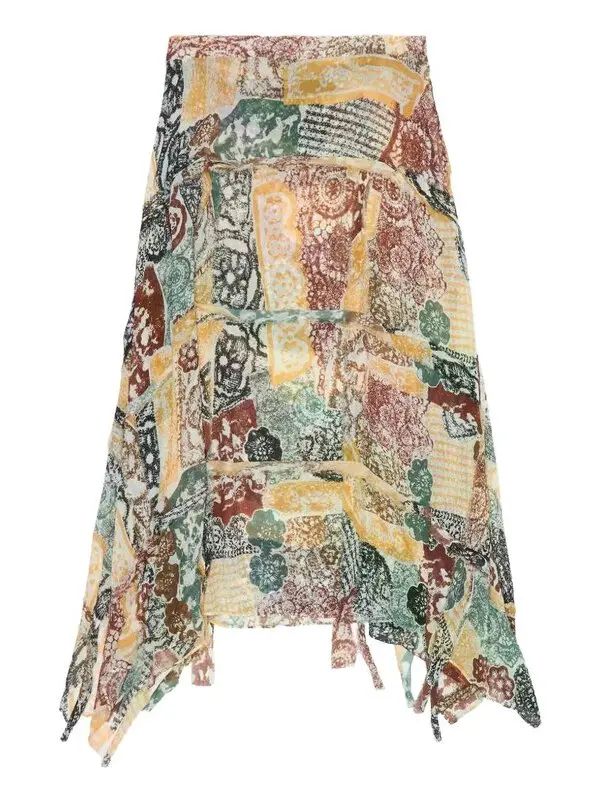 Bimba Y Lola Printed Asymmetric Skirt - Neutrals