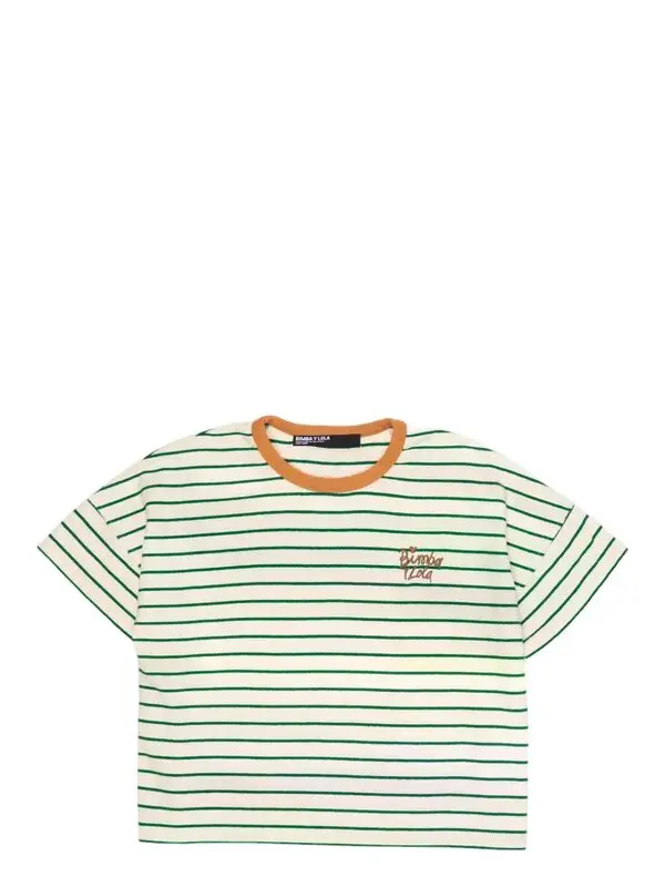 Bimba Y Lola Striped Embroidered T-shirt - Green