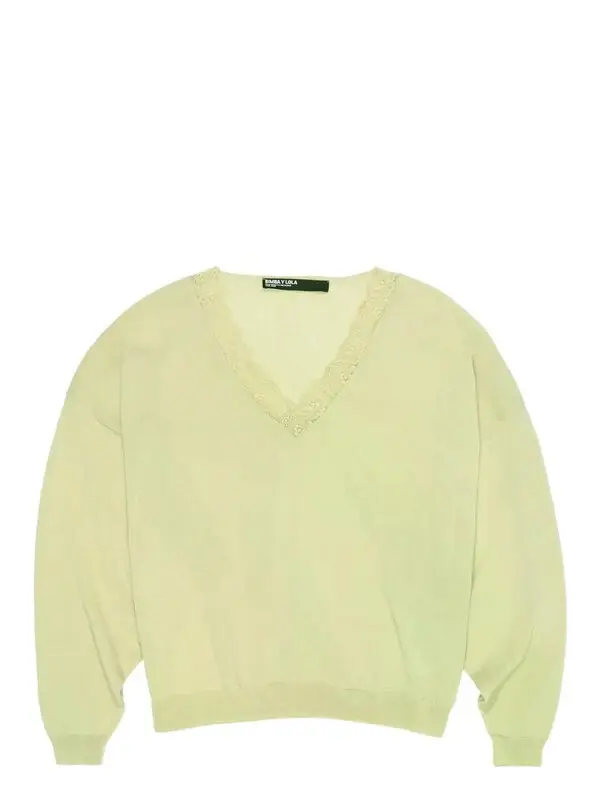 Bimba Y Lola Lace-trim V-neck Top - Green