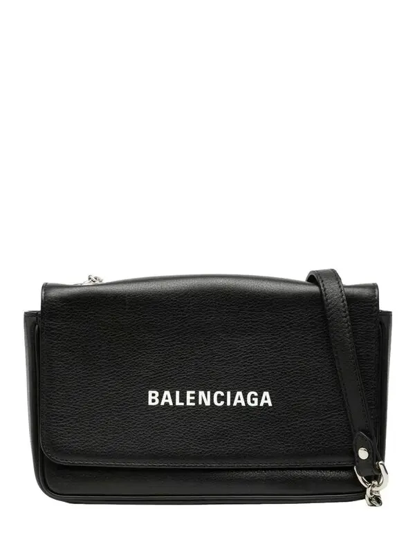 Balenciaga 2006-2019 Leather Everyday Wallet On Chain Crossbody Bag - Black